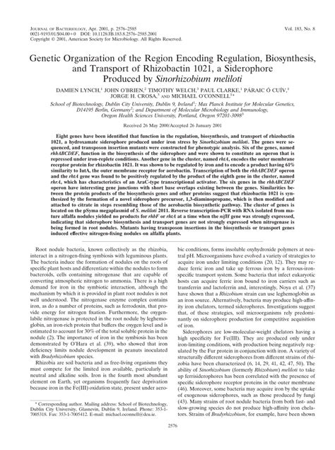 Pdf Genetic Organization Of The Region Encoding Regulation Biosynthesis And Transport Of