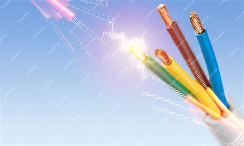 Four Core Armored Cooper Cable On Background Premium Photo