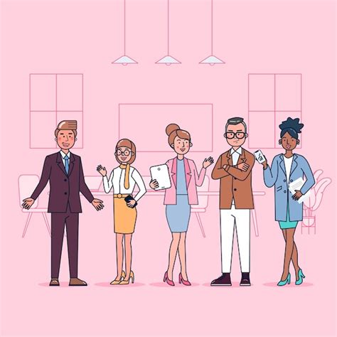 사무실 동료의 문자 컬렉션 큰 세트 격리 된 평면 그림 전문 유니폼 만화 스타일을 입고 무료 벡터