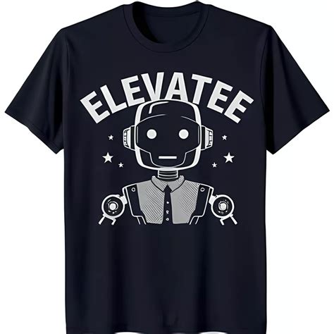 Gildan Playful Retro Black T Shirt With White Robot Graphic And