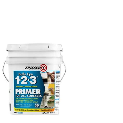 White Zinsser Bulls Eye 1 2 3 Primer For All Surfaces Flat 5 Gallon