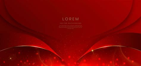 Abstract Curved Red Shape On Red Background With Lighting Effect And