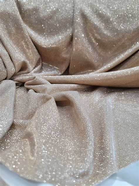 Champagne Gold Glitter Spandex Fabric Stretch Lurex Dress Material Etsy