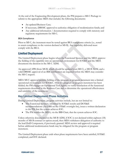 Dod Business Capability Lifecycle Bcl Guide Draft Pdf