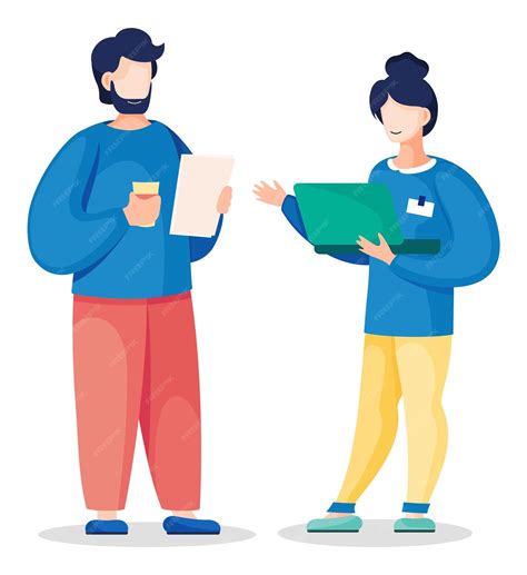 Premium Vector Cartoon Characters Talking With Each Other Two Colleagues Communicating