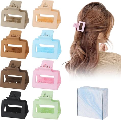 Luraseea Claw Clips 8 Pack Rectangle 2 Inch Small Clips For