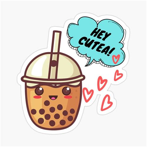 Hey Cutea Cute Boba Punny Bubble Tea Sticker For Sale By