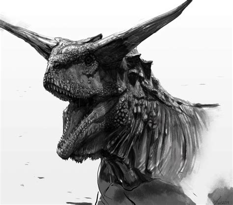 Dinosaur Sketches Lindsey Wakefield Black Triceratops Dinosaur