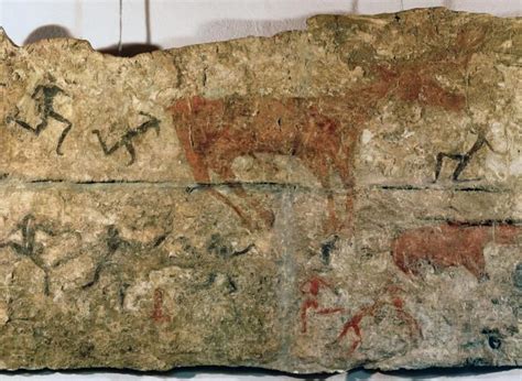 Bhimbetka Rock Art Prehistoric Painting Of Animals Hunt Scene