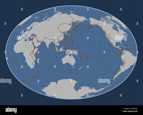 Shape Of The Solomon Sea Tectonic Plate On The World Contour Map Map In