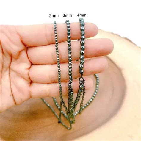 Faceted Hematite Bead Necklace In Gunmetal Rhodium Wire Ready To Wear