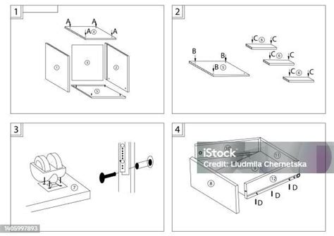 Plan Dassemblage De Meubles Sur Fond Blanc Illustration Vecteurs Libres De Droits Et Plus D