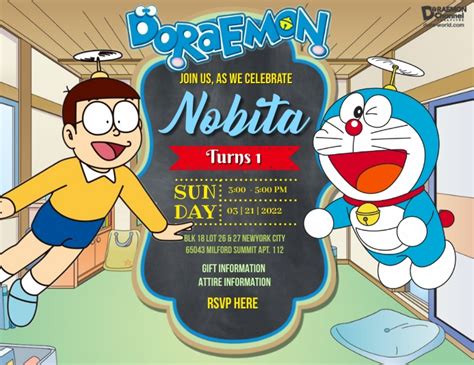 Doraemon Birthday Invitation Card