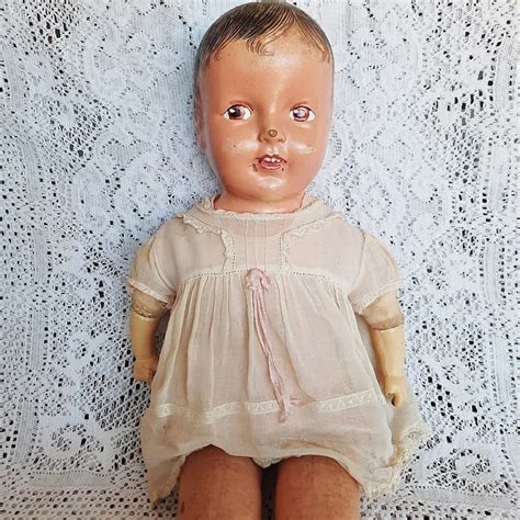 Vintage 1930s Composition Dee And Cee Doll Large 27 Cry Box With Dress 5778 Picclick Ca