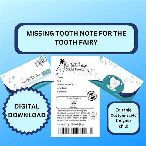 Missing Tooth Note From Tooth Fairy Swallowed Tooth Printable Note For