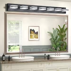 Jusheng 4055 In 5 Light Black Bathroom Led Vanity Light With 5 Cct