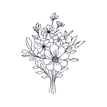Flower Bouquet Line Drawings Best Flower Site
