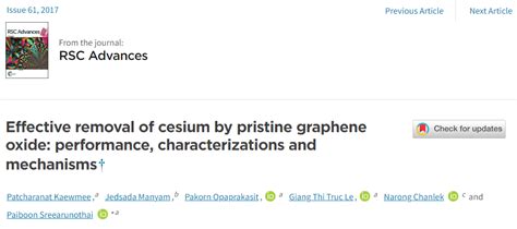 Effective Removal Of Cesium By Pristine Graphene Oxide Performance