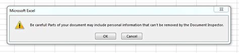 MacroMatician Disable Pop Up In Excel Parts Of Your Document May Include Personal Information