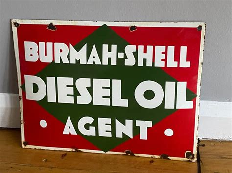 Vintage Burmah Shell Diesel Oil Agent Advertising Sign Catawiki
