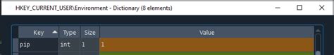 I Inserted An Envirement Called Pip And Value 1 And It Said Winregsetvalueexkey Name 0