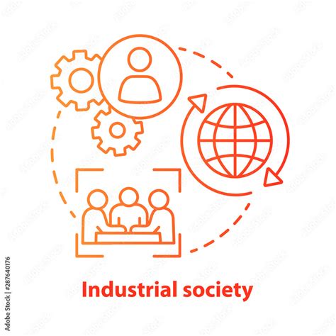 Industrial Society Red Concept Icon Mass Production Technology Idea