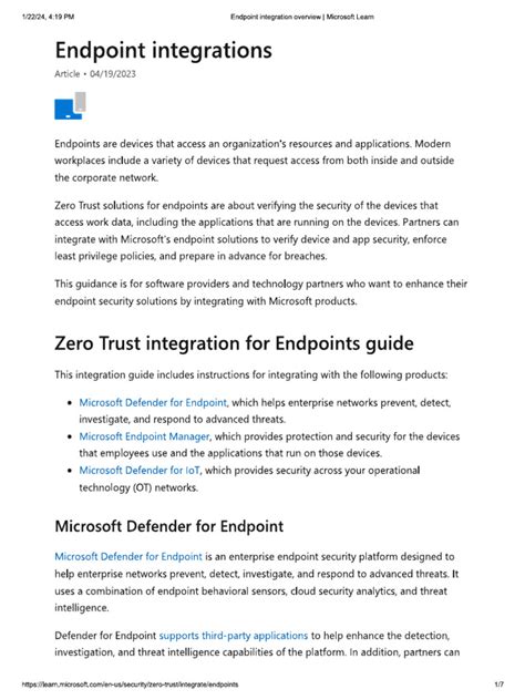Endpoint Integrations Pdf