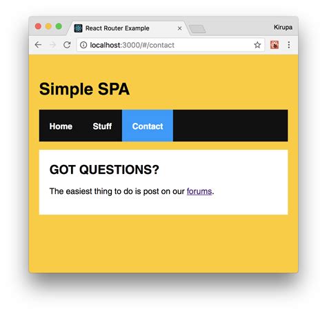 creating a single page app in react using react router