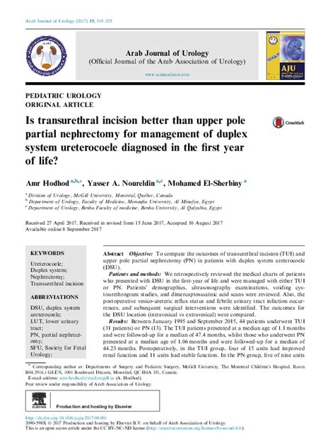 Pdf Is Transurethral Incision Better Than Upper Pole Partial