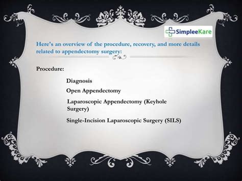 Appendectomy Surgery Procedure Recovery And More Simpleekare Pptx