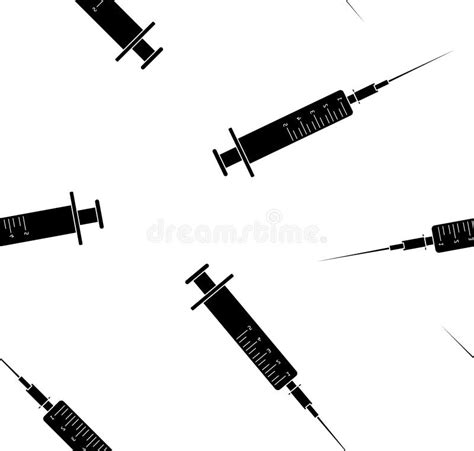 Vector Seamless Pattern Of Flat Syringe Stock Vector Illustration Of