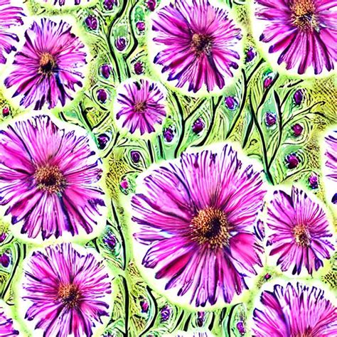 Download Seamless Pattern Of Pink Flowers With Green Leaves And Purple