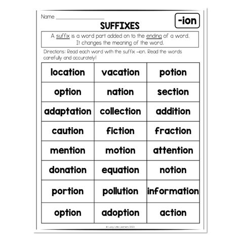 Multisyllable Words Book Suffixes Ion Reading Lucky Little Learners