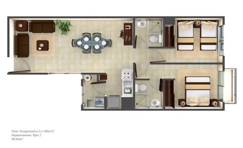 Planta Tipo 4 Small Apartment Floor Plan