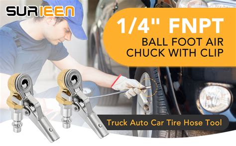 2 Pack Closed Ball Tire Chuck With Clip 14 Fnpt Locking