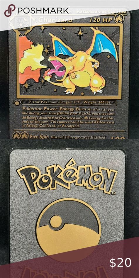 Charizard 1st Edition Base Set Black Gold Metal Pokemon Card