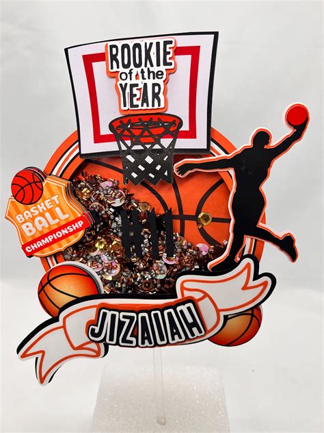 Basketball Theme Birthday Cake Topper With Shaker And Lights Custom