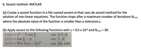 Solved A Create A Secant Function In A File Named