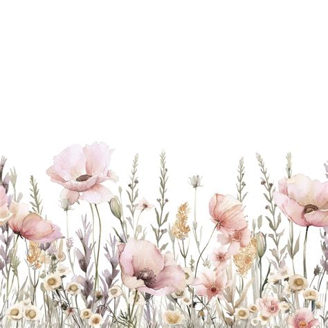10 Pastel Flowers Clipart L Soft Meadow Flowers Border L  Digital
