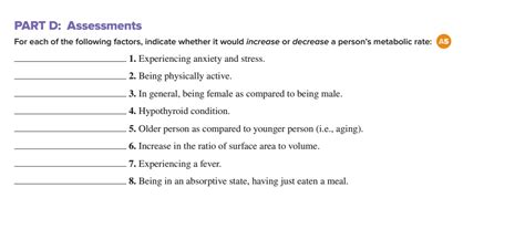 Solved Part C Assessments Complete The Following