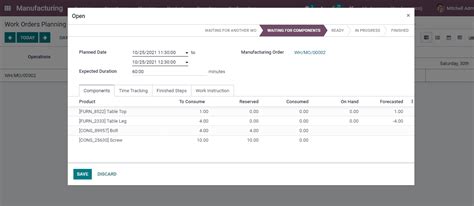 Planning Work Orders By Production In Odoo 15 Manufacturing