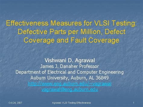Effectiveness Measures For VLSI Testing Defective Parts Per
