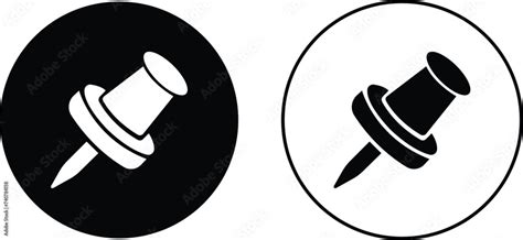 Push Pin Icons Set Thumbtack For Note Attach Paperclip Symbol Pushpin Flat And Line Style