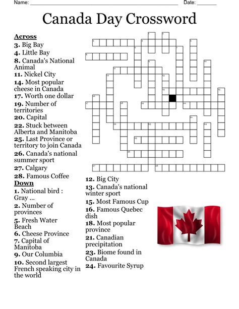 Canadian Provinces Capitals And Resources Crossword Puzzle Wordmint