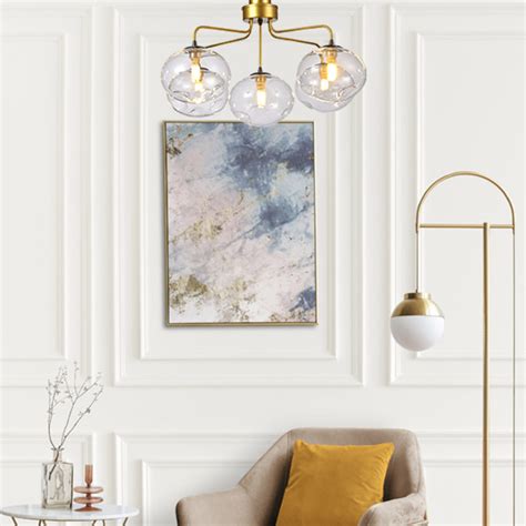 Multi Arm Dimpled Globe Ceiling Light Elegant Gold Tekled