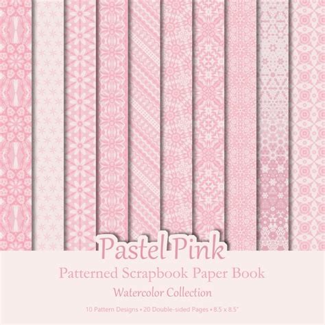 Pastel Pink Patterned Scrapbook Paper Book Geometric Watercolor