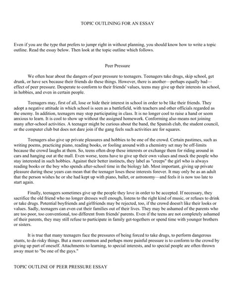 Topic Outlining For An Essay