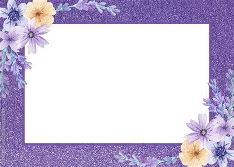 Diy Book With Purple And Yellow Flower Frame Blank Name Template On