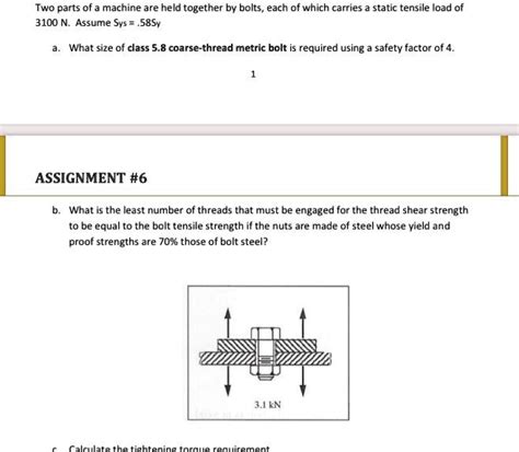 Two Parts Of A Machine Are Held Together By Bolts Each Of Which Carries A Static Tensile Load