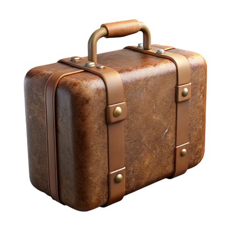 Dramatic Traditional Vintage Suitcase Side View Isolated Element